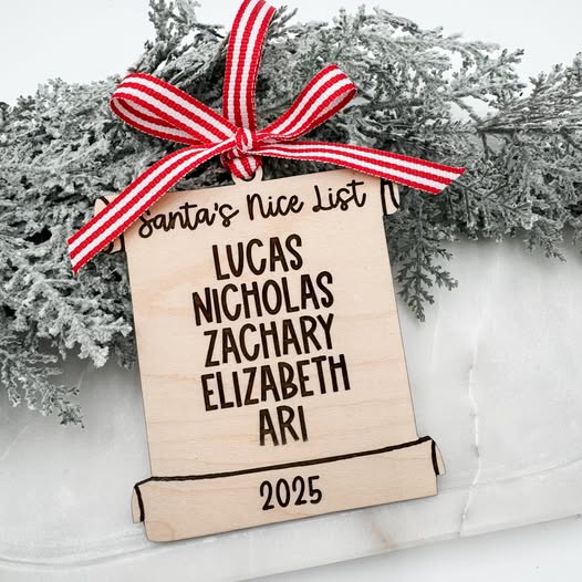 Personalized Santa’s Nice List Ornament | Custom Wooden Holiday Family ...